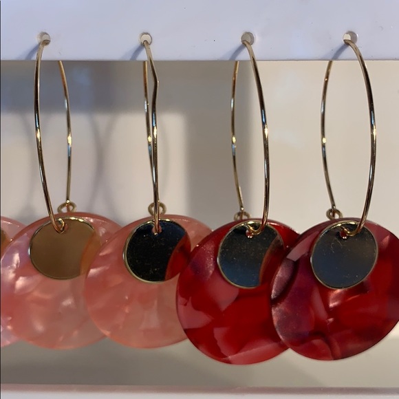 Jewelry | Assorted Hoop Earrings With Disc | Poshmark